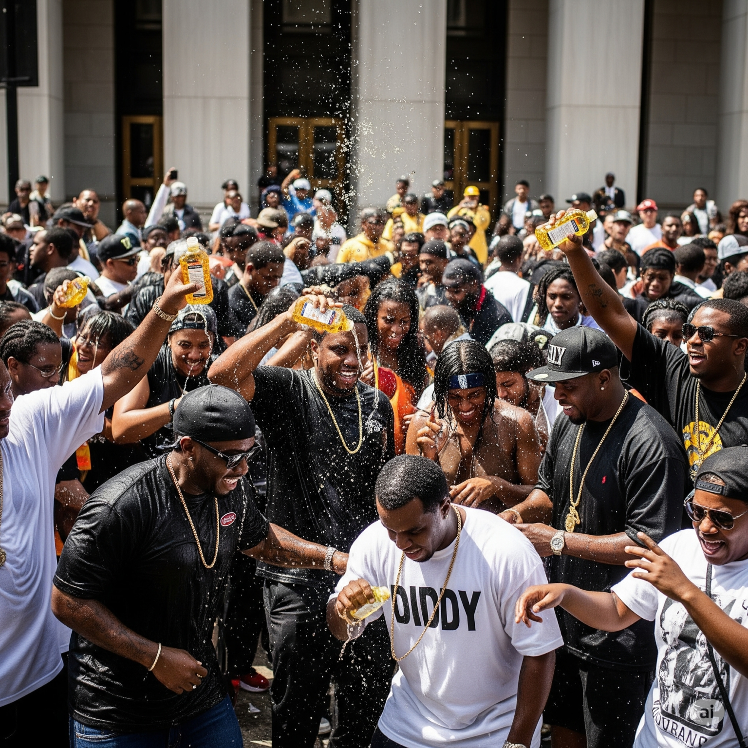 Diddy Fans are Pouring Baby Oil on Each Other Outside the Court House ...